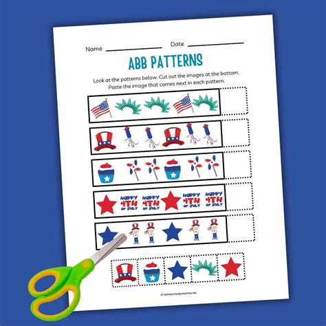 Free 4th Of July Abb Pattern Worksheets For Preschoolers