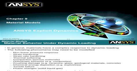Download Pdf Explicit Dynamics Chapter 9 Material Models