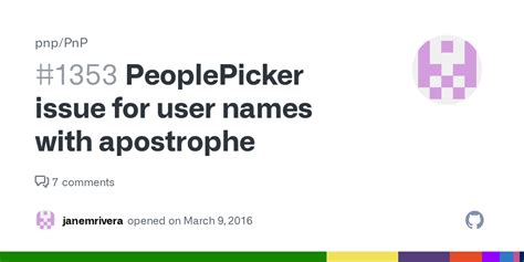 Peoplepicker Issue For User Names With Apostrophe · Issue 1353 · Pnppnp · Github