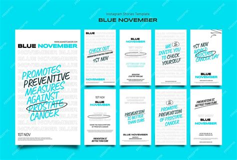 푸른 11월 축하를 위한 인스타그램 스토리 컬렉션 무료 Psd 파일