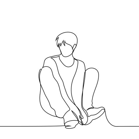 Man Sitting On His Bottom Cute And Straight With His Legs Bent And His