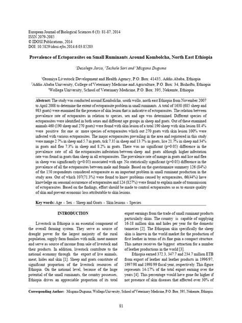 Prevalence Of Ectoparasites On Small Rum Pdf Parasitism Sheep