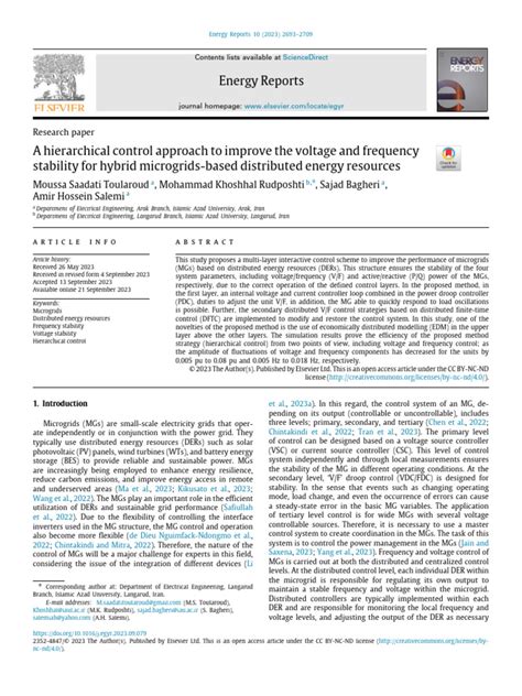 A Hierarchical Control Approach To Improve The Voltage And Frequency