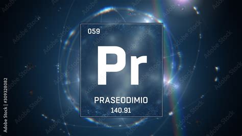 3d Illustration Of Praseodymium As Element 59 Of The Periodic Table