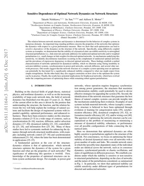Pdf Sensitive Dependence Of Optimal Network Dynamics On Network Structure