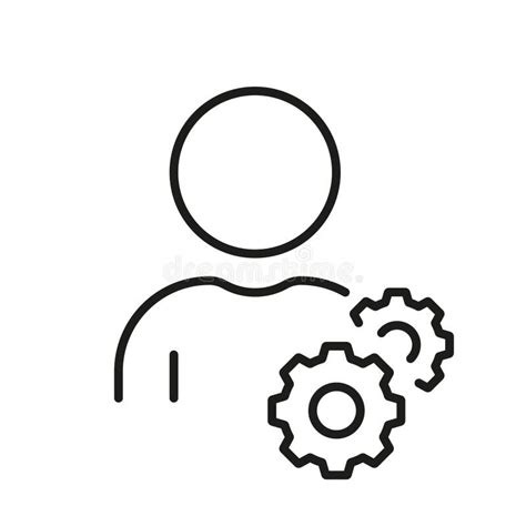 Workforce Line Icon People With Gear Linear Pictogram Team Work