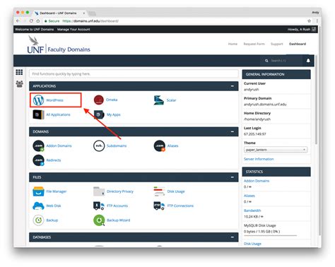 Install WordPress UNF Faculty Domains