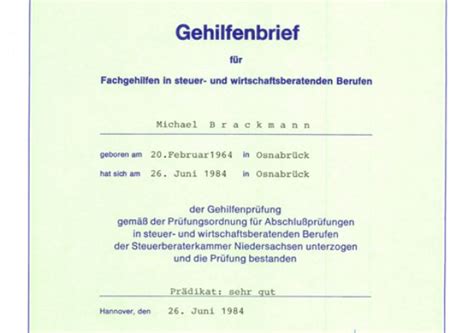 Vita Michael Brackmann Brackmann Schürmeyer Steuerberater