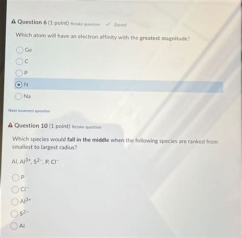Solved Question 6 (1 ﻿point) ﻿Retake question ﻿SavedWhich | Chegg.com