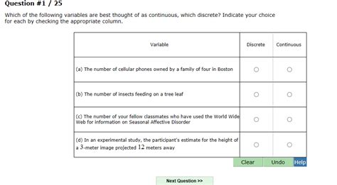 solved question 1 25 which of the following variables are