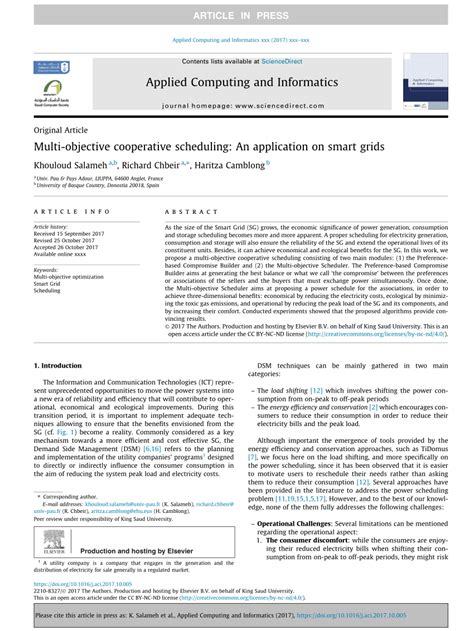 Pdf Multi Objective Cooperative Scheduling An Application On Smart Grids