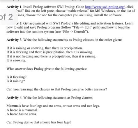 Solved Activity Install Prolog Software SWI Prolog Go To Chegg Com
