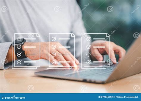 Businessman Working With Using Laptop With Virtual Screen Process Data Manage Files Online To