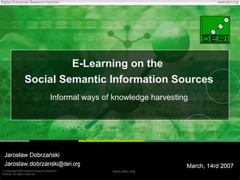 E Learning On The Social Semantic Information Sources Ppt
