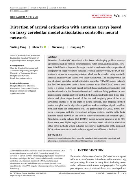 Direction Of Arrival Estimation With Antenna Arrays Based On Fuzzy Cerebellar Model Articulation
