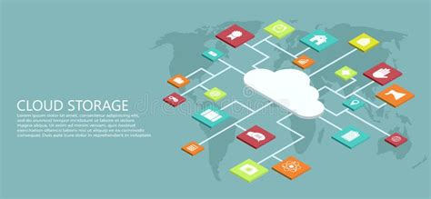 Vector Modern Flat Isometric Cloud Storage Stock Vector Illustration Of Global Infographic