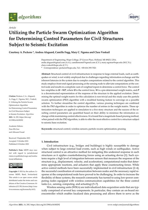 Pdf Utilizing The Particle Swarm Optimization Algorithm For Determining Control Parameters For