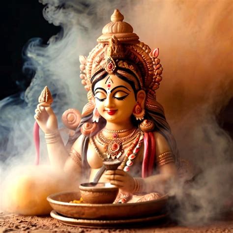 Premium Photo Happy Durga Puja Clay Dhunuchi With Smoke Indian Puja