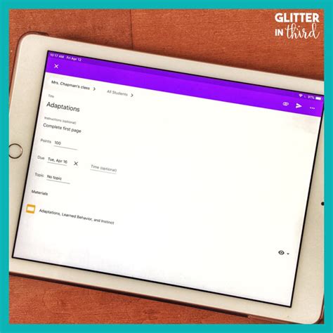 How To Create Assignments In Google Classroom Using An IPad Glitter