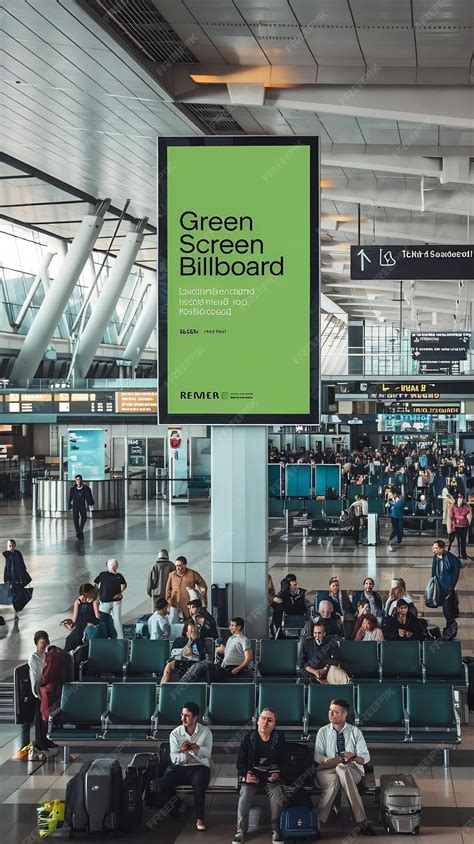 Airport Terminal Green Screen Advertising Billboard Arrival Display With Chroma Key Mock Up Ad S