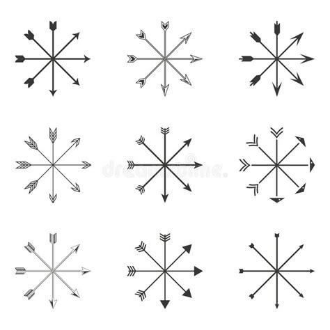 Arrow Snowflake Icons Radial Arrow Shapes Abstract Decorative