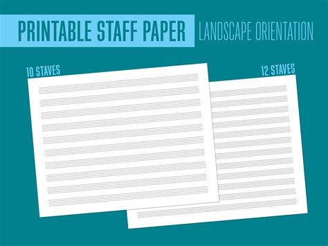 Printable Music Staff Paper Landscape Orientation Etsy