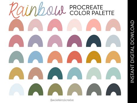 RAINBOW Procreate Color Palette Cheerful Rainbow Colors Made For Procreate IPad Apple