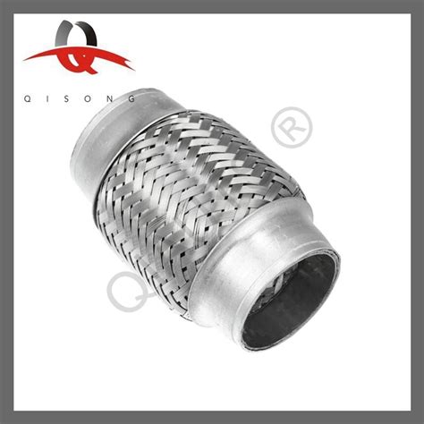 [qisong] Car Exhaust Flex Pipe Double Braided Flex Connector Piping Weld Flexible Joint Tube For