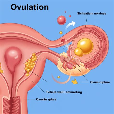 Illustration Of The Ovulation Process In The Human Female Reproductive