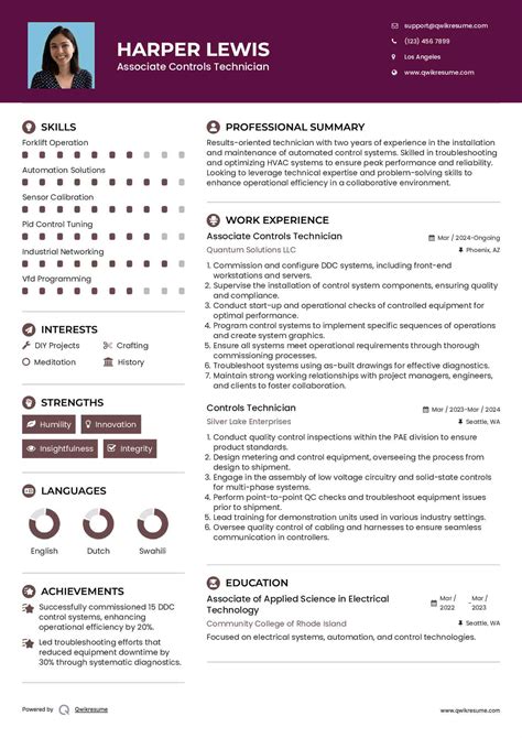 10 Controls Technician Resume Samples And Templates For 2025