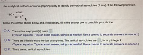 solved use analytical methods and or a graphing utility to