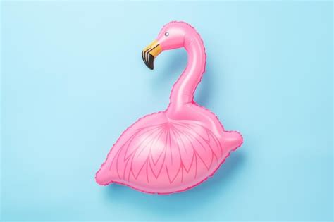 Premium Ai Image Flamingo Frenzy A Chic Summer Beach Scene With Inflatable Mini Flamingo And