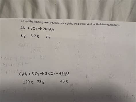 Solved 1 Find The Limiting Reactant Theoretical Yield And
