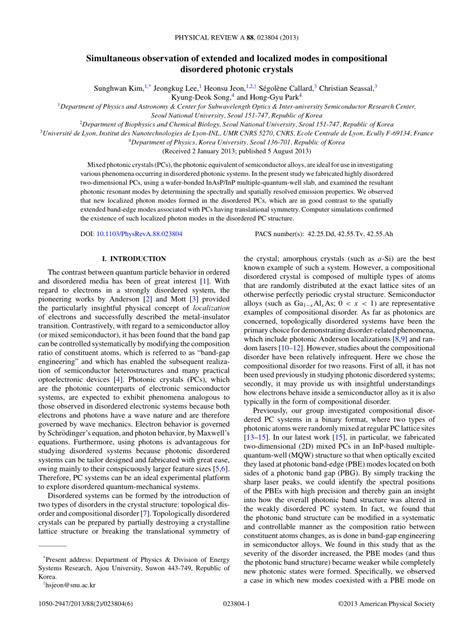 Pdf Simultaneous Observation Of Extended And Localized Modes In Compositional Disordered