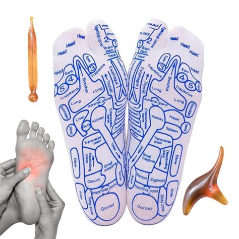 Foot Pressure Point Chart Reflexology Socks With Acupressure Pen Foot