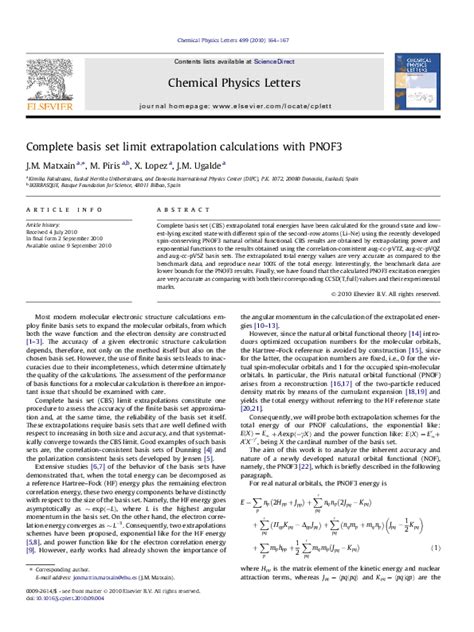 Pdf Complete Basis Set Limit Extrapolation Calculations With Pnof3