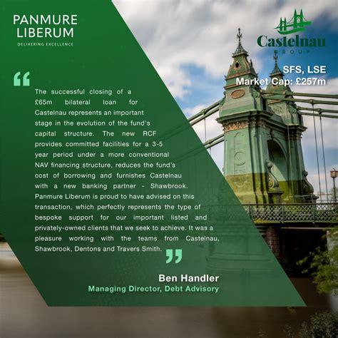 Panmure Liberum Advises Castelnau Group On £65m Credit Facility
