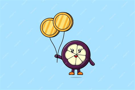 Симпатичный мультяшный бизнесмен из мангостина плавающий с векторной иллюстрацией шара из