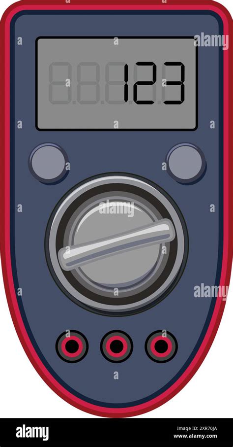 Digital Multimeter Displaying Measurement Result With Knob For Adjusting Settings And Probes