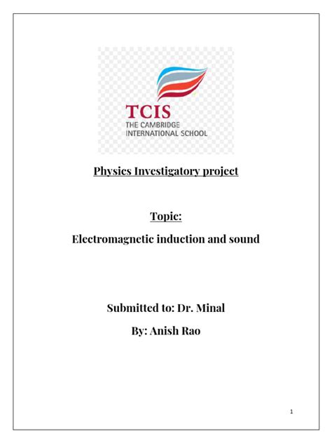 Project On Electromagnetic Induction For Class 12th Physics Pdf Electrical Engineering