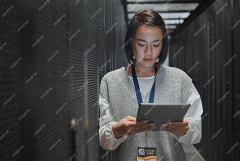 Premium Photo Tablet Server Room And Cloud Computing With A