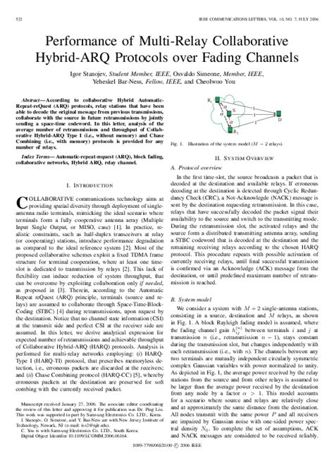 Pdf Performance Of Multi Relay Collaborative Hybrid Arq Protocols