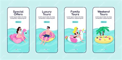 Premium Vector Summer Sea Tours Onboarding Mobile App Screen Template Special Offers Premium