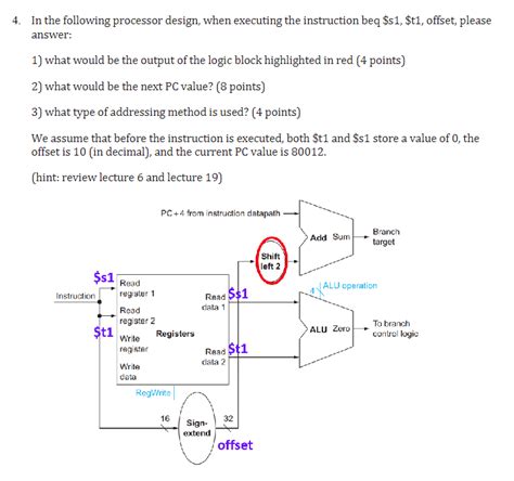 in the following processor design when executing the