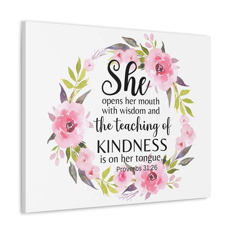 Scripture Walls Proverbs 31 26 She Teaches Kindness Bible Verse Canvas