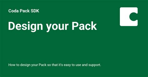Design Your Pack Coda Pack Sdk