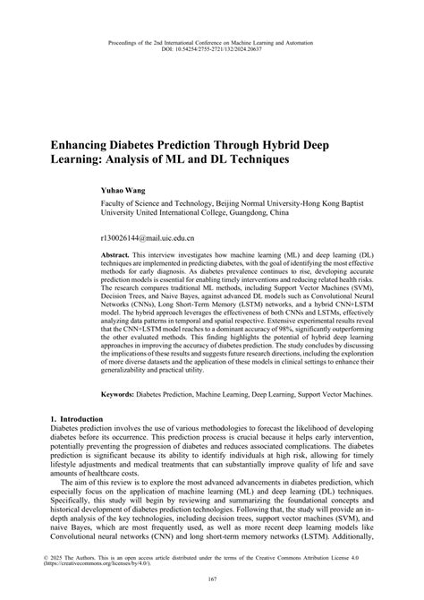 Pdf Enhancing Diabetes Prediction Through Hybrid Deep Learning