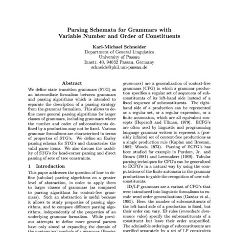 parsing schemata for grammars with variable number and order of