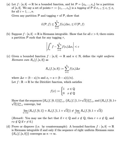 solved a let f [a b]→r be a bounded function and let