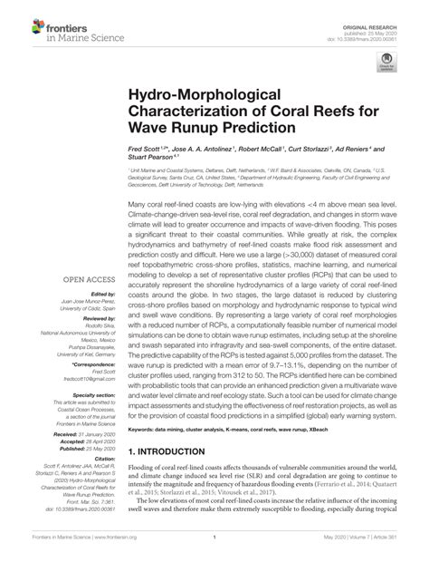 Pdf Hydro Morphological Characterization Of Coral Reefs For Wave Runup Prediction